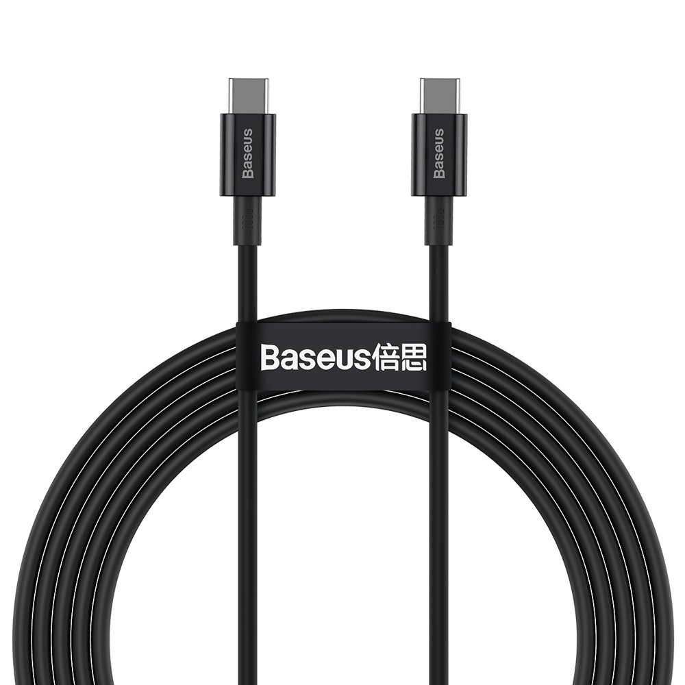 Baseus CATYS-C01 USB-C - USB-C PD QC FCP-kaapeli 100W 5A 480Mb/s 2m - musta - 24hshop.fi
